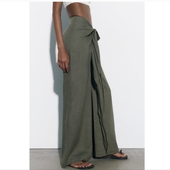 Zara | Pants & Jumpsuits | Zara Linen Pareo Pants | Poshmark